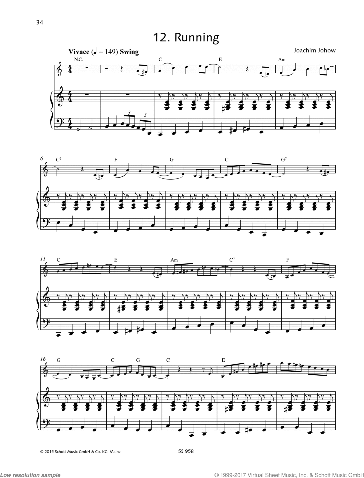 Running sheet music for violin and piano