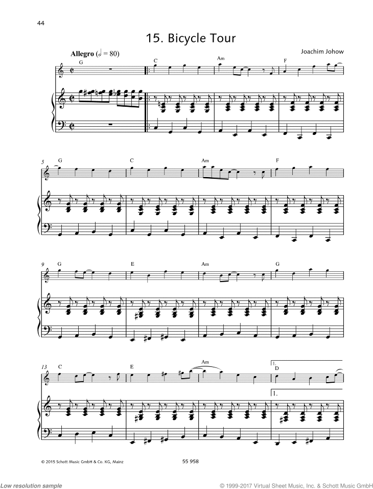 Bicycle Tour sheet music for violin and piano
