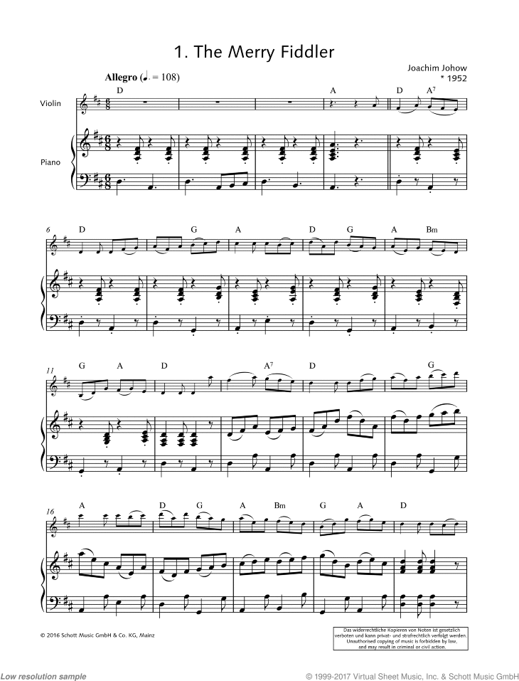 The Merry Fiddler sheet music for violin and piano