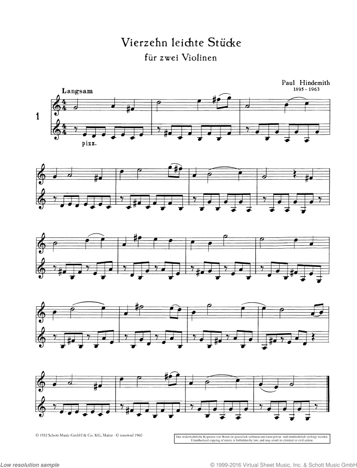 14 Easy Pieces sheet music (from "14 Easy Pieces") for two violins