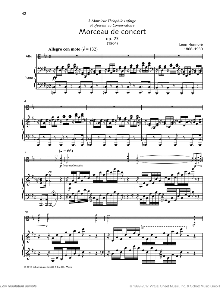 Morceau de concert, Op. 23 sheet music for viola and piano