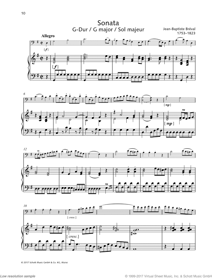Breval: Cello Sonata in G major sheet music