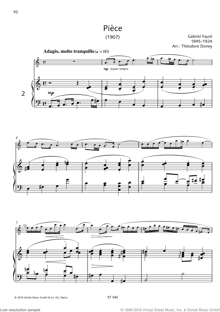Piece sheet music for flute and piano