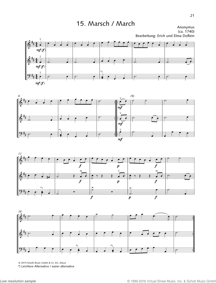 March sheet music for string trio