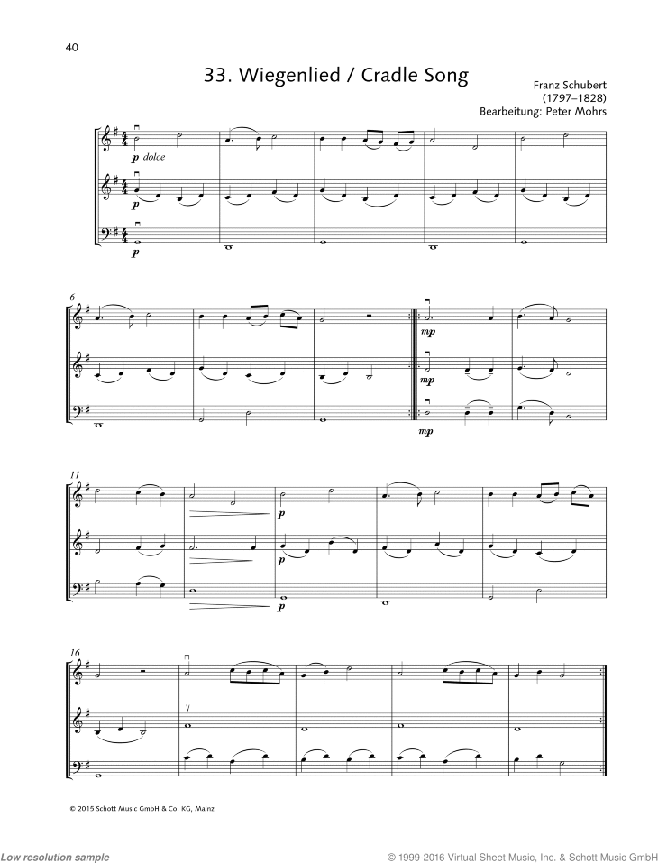 Cradle Song sheet music for string trio