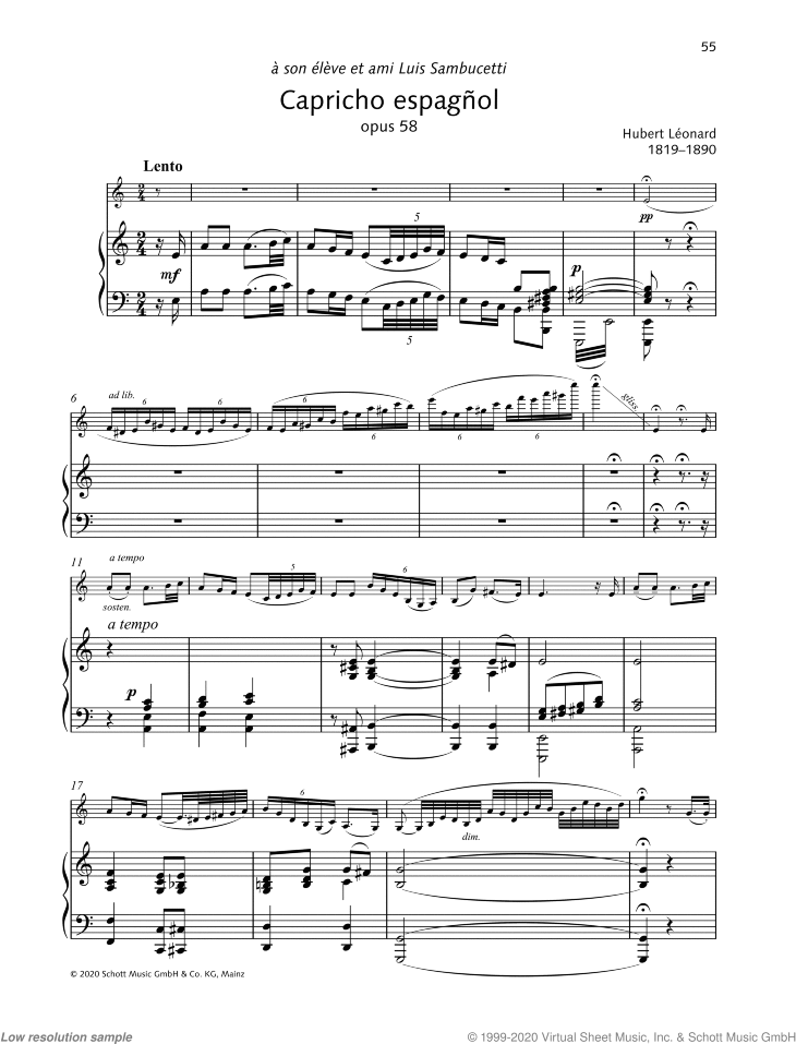 Capricho espagnol, Op. 58 sheet music for violin and piano