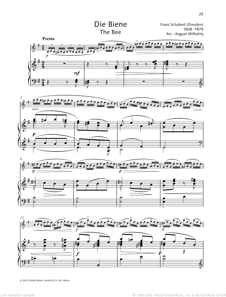 The Bee sheet music for violin and piano