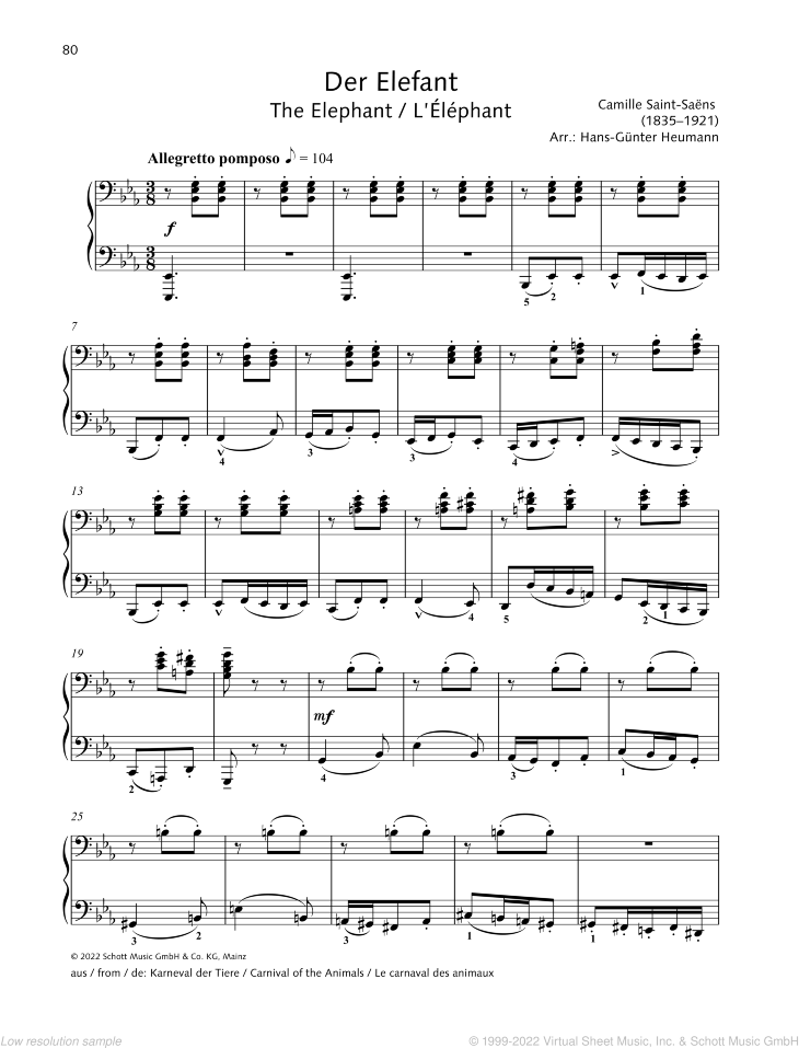 The Elephant sheet music for piano four hands