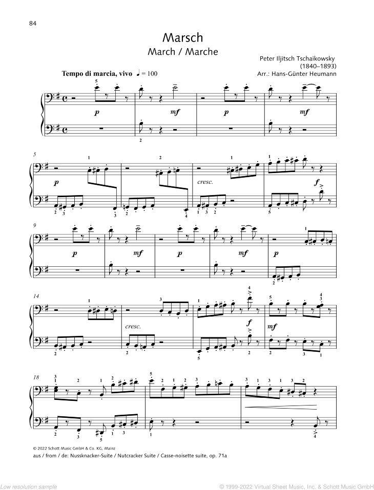 March, from: Nutcracker Suite, op. 71a sheet music for piano four hands