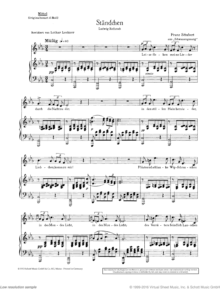 2 Standchen D 957/4 / D 889 sheet music for mezzo-soprano and piano