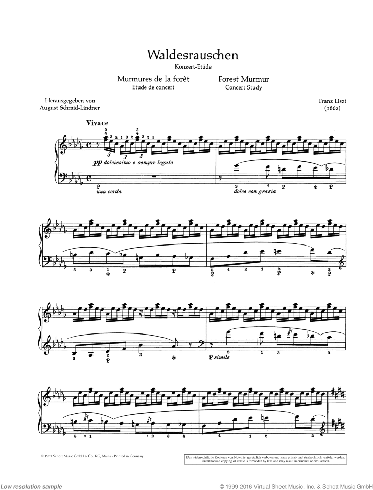 Forest Murmur, Concert Study sheet music for piano solo