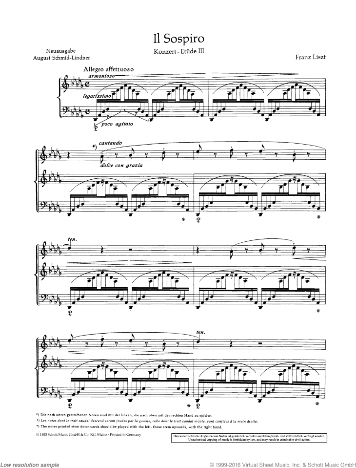 Il Sospiro, Concert-Etude III sheet music for piano solo
