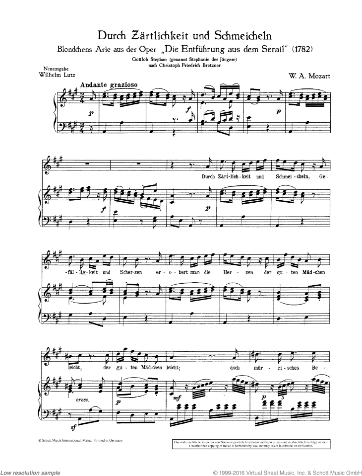 Durch Zartlichkeit und Schmeicheln, Blondchen's aria from the opera ...